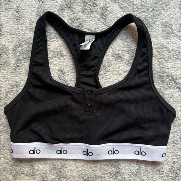 ALO Yoga | Intimates & Sleepwear | Alo Yoga Black Henley Bra | Poshmark